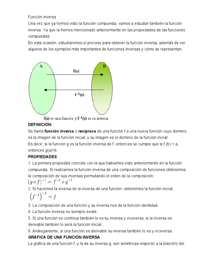 Función Inversa | PDF | Función (Matemáticas) | Derivado