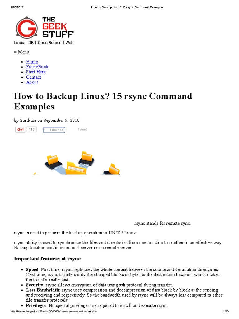 How To Backup Linux - 15 Rsync Command Examples | PDF | Computer Data | Computing