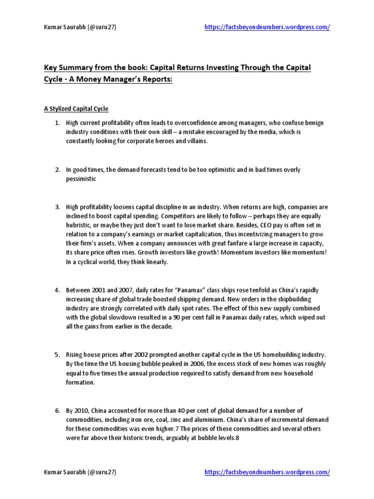 Capital Returns: Insights on Investment Cycles | PDF | Investing ...