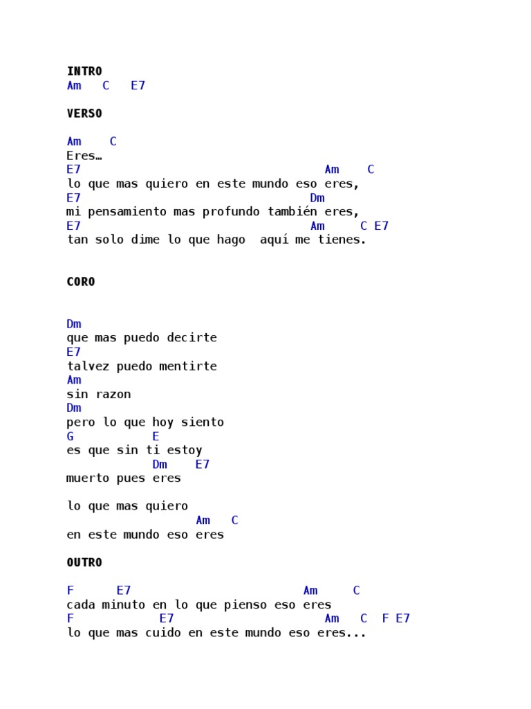 Cafe Tacuba Eres LETRA Y ACORDES PDF | PDF