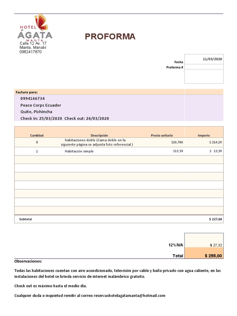 Ejemplo Proforma Hotel | PDF | Informática y tecnología de la ...