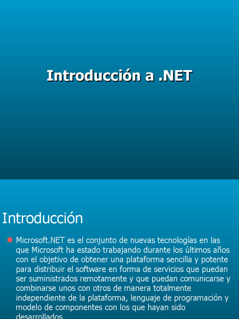 Introduccion Net | PDF | .NET Framework | Microsoft Visual Studio