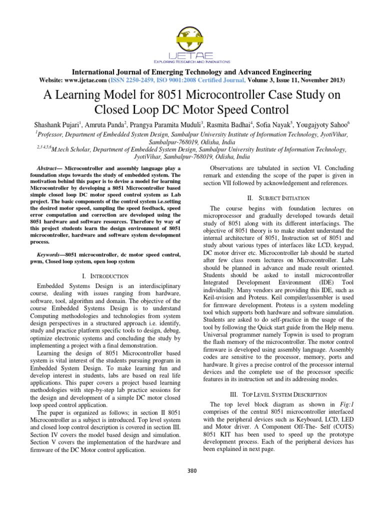 56 - A Learning Model For 8051 Microcontroller Case Study On Closed Loop DC Motor Speed Control ...