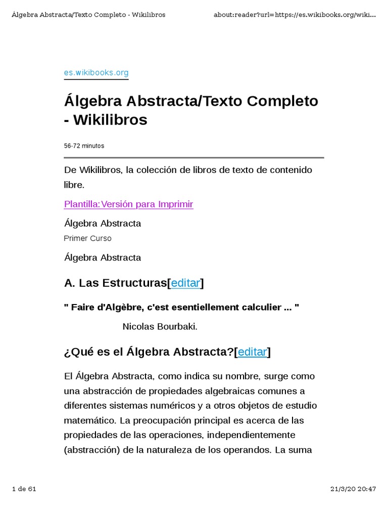 Algebra Abstracta Wikilibros | PDF | Prueba matemática | Función ...