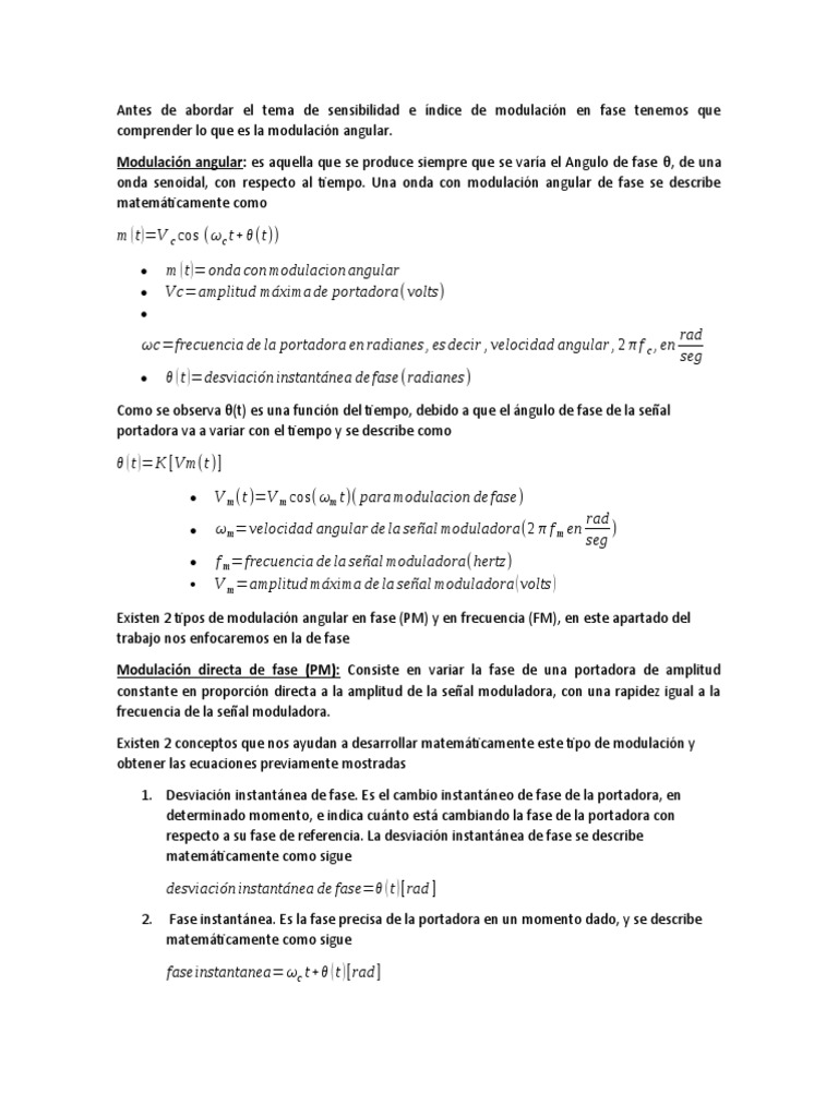 Modulacion Angular | PDF | Modulación | Fase (ondas)