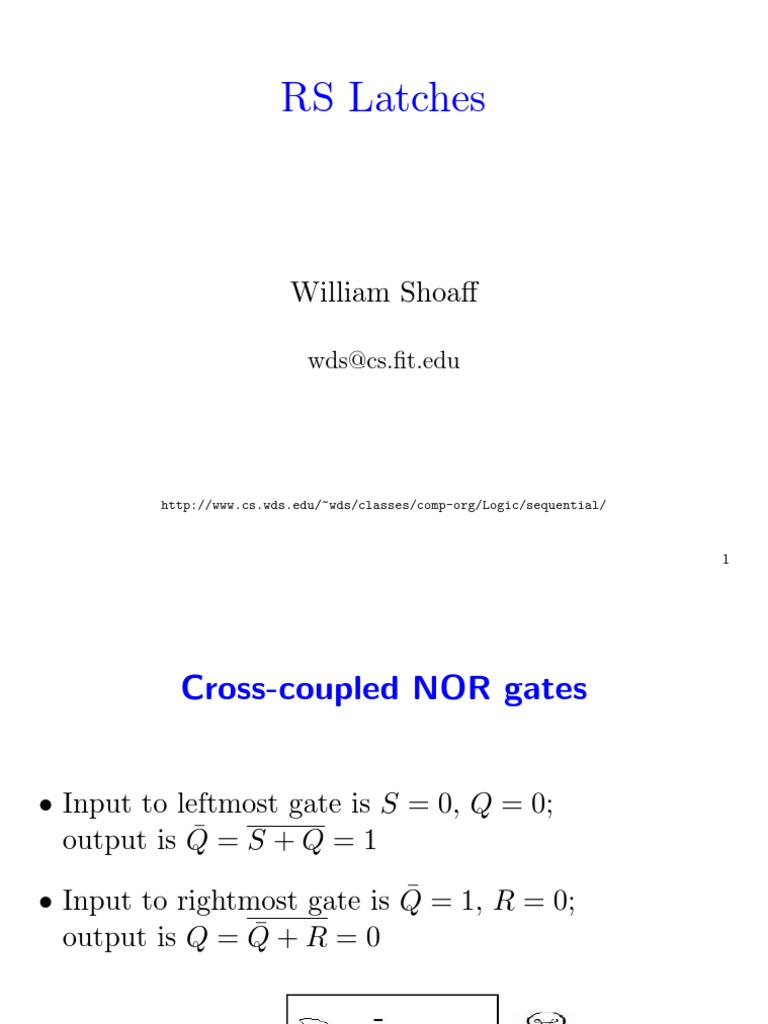 RS Latch Logic and Operations | PDF | Electrical Circuits | Electronic ...
