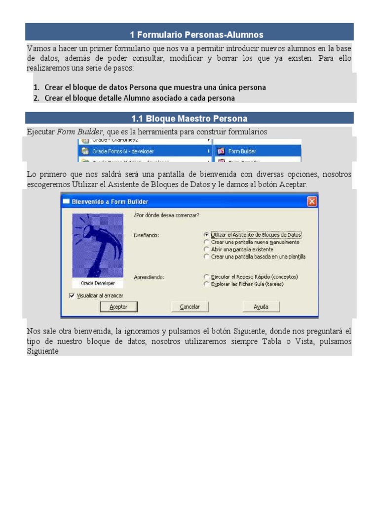 Tutorial Oracle Froms Developer | PDF | SQL | Bases de datos