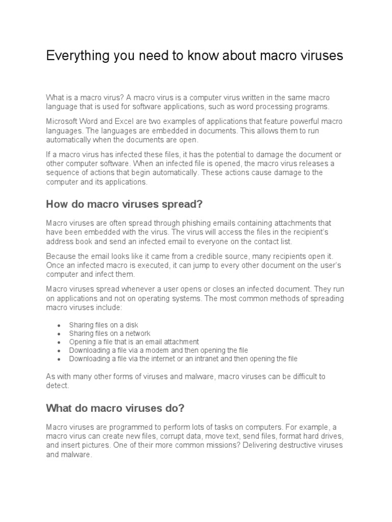 Macro Viruses | PDF | Computer Virus | Malware