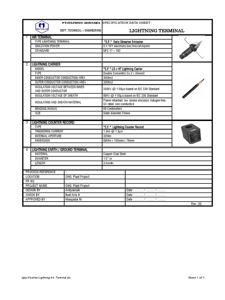 Specification Ligthning Air Terminal - EF Type PDF | PDF | Insulator ...