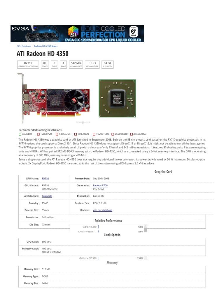 ATI Radeon HD 4350 Especificaciones | PDF | Graphics Processing Unit ...