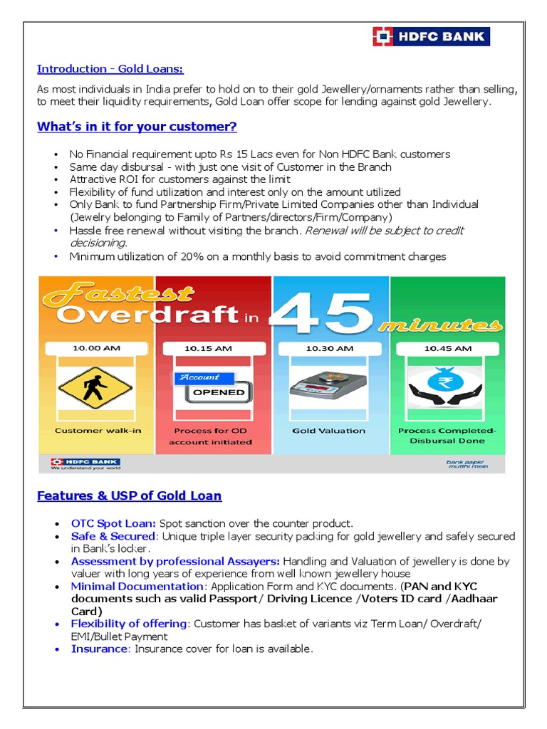HDFC Gold Loan CSC PDF | PDF | Unsecured Debt | Loans