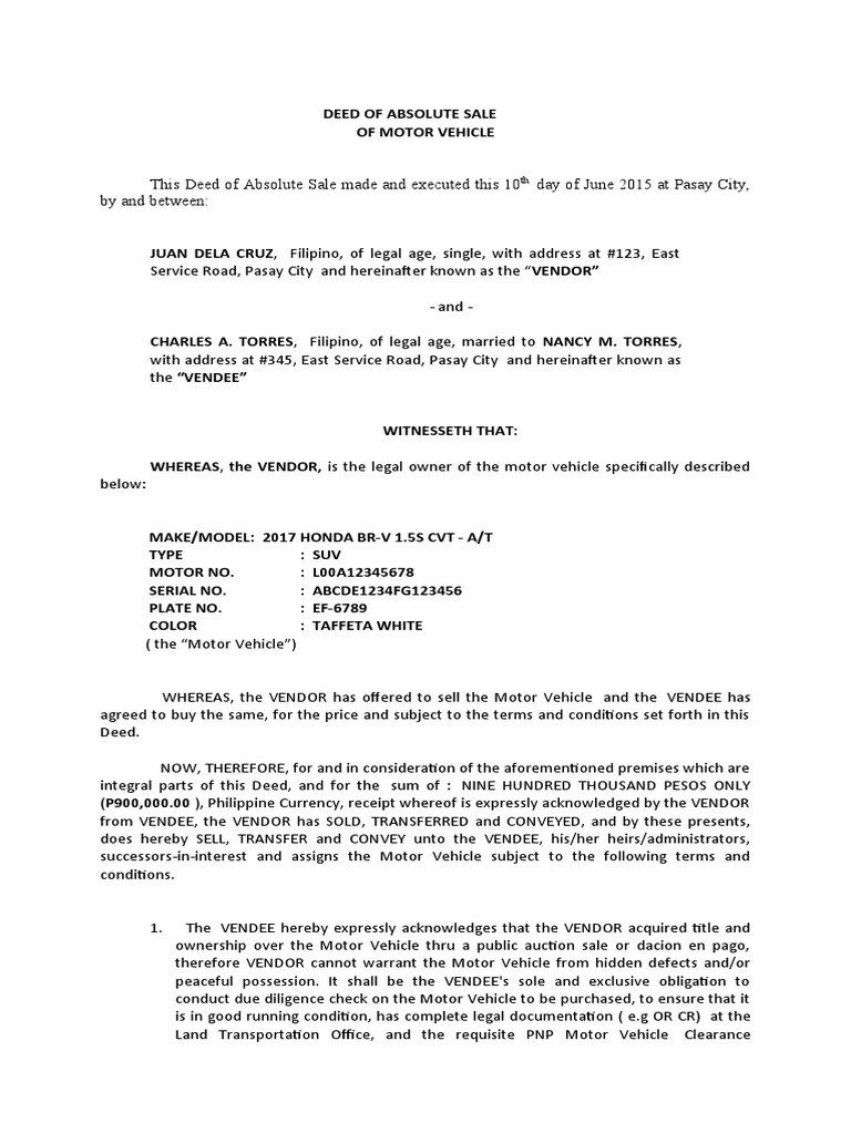 Doas For Motor Vehicle | PDF | Common Law | Private Law