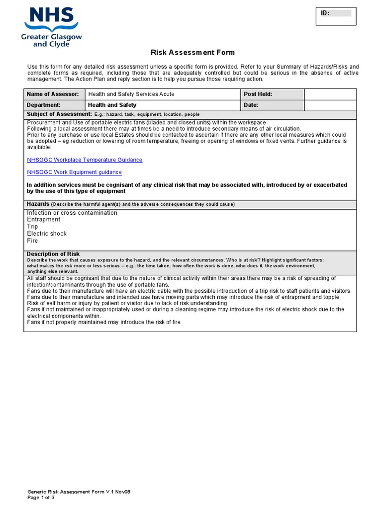 Risk Assessment Use of Fans | PDF | Risk | Risk Assessment