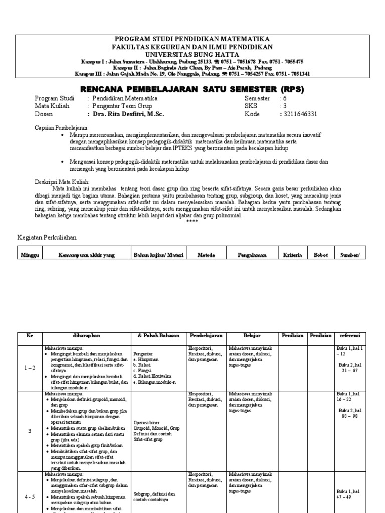 RPS Pengantar Teori Grup | PDF