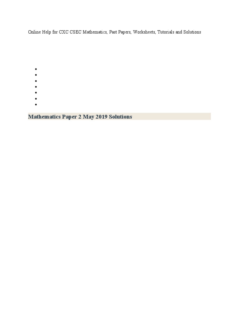 Online Help For CXC CSEC Mathematics | PDF