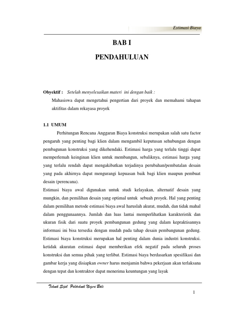 Modul Estimasi Biaya - Isi | PDF