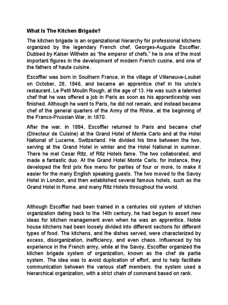 Understanding the Kitchen Brigade System | PDF | Chef | Cooking