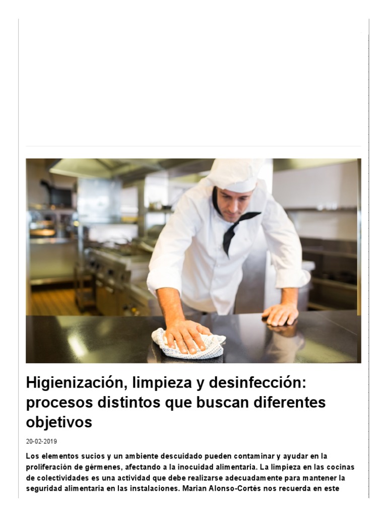 Limpieza y Desinfección. Conceptos | PDF | Detergente | Alimentos