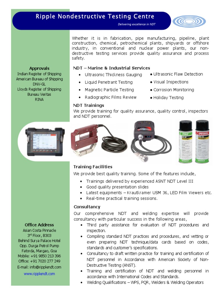 Ripple NDT - Services - Brochure | PDF | Nondestructive Testing | Quality