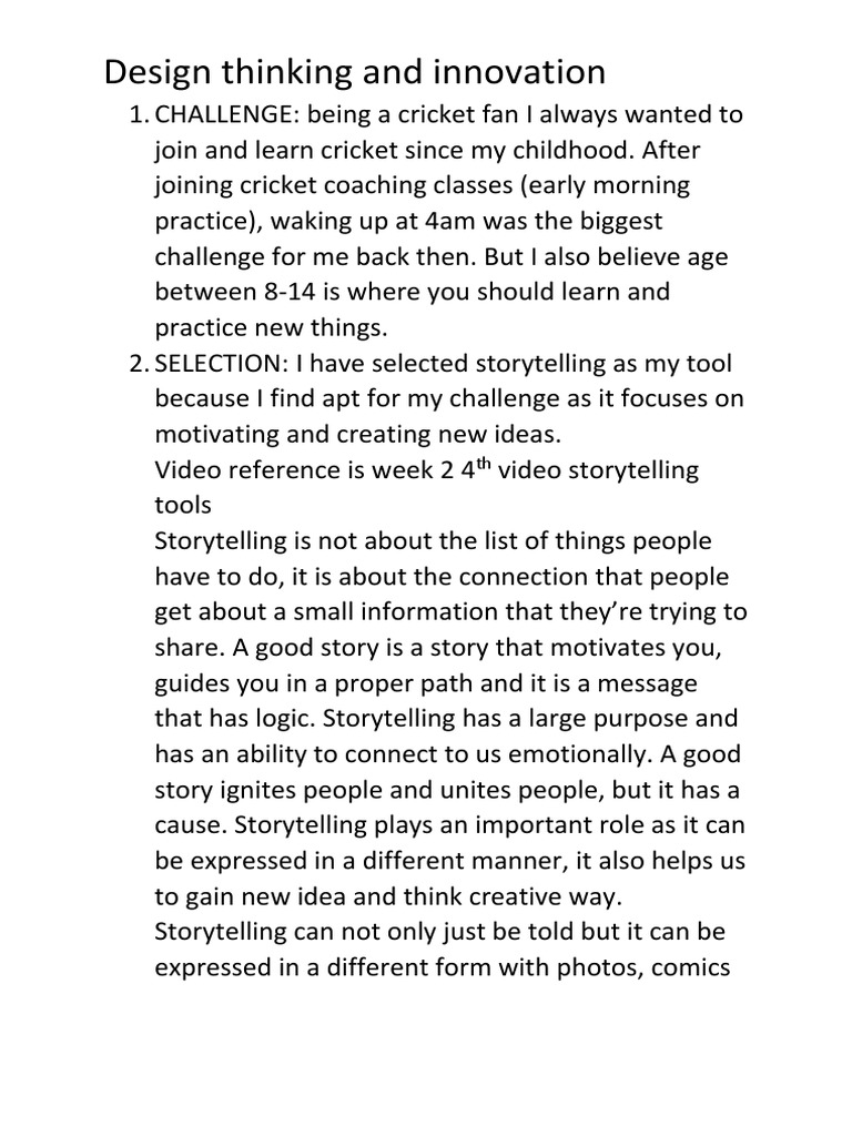 Design Thinking and Innovation | PDF | Storytelling | Design Thinking