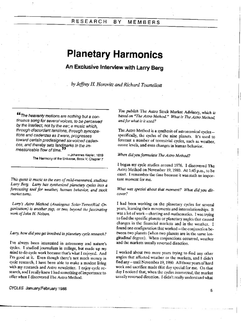 Planetary Harmonics - Interview With Larry Berg | PDF