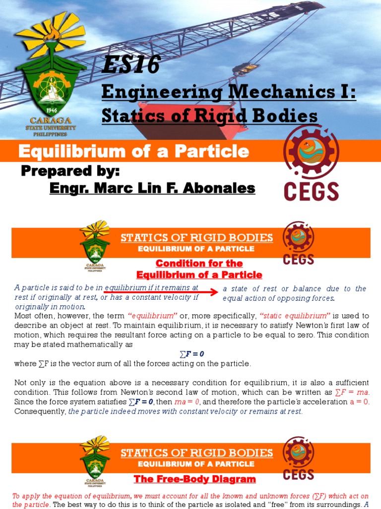 Particle Equilibrium in Statics | PDF | Force | Euclidean Vector