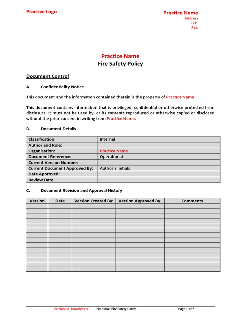 Fire Safety Policy Template | PDF | Fire Safety | Firefighting