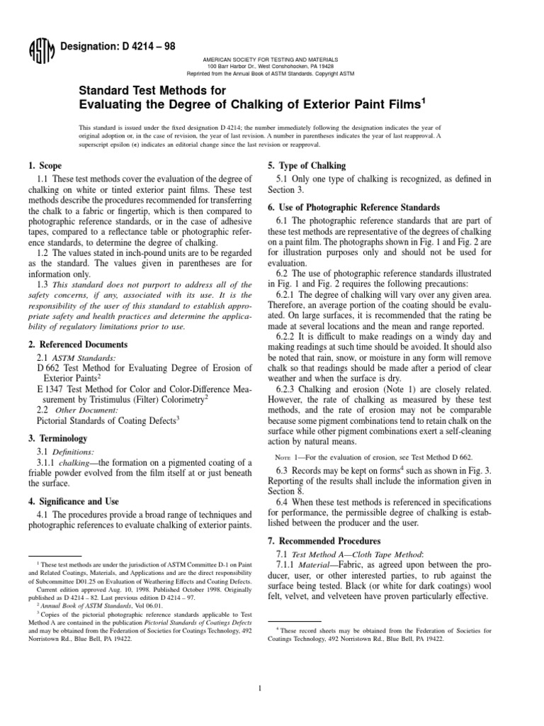 Astm D-4214 | PDF | Calibration | Adhesive