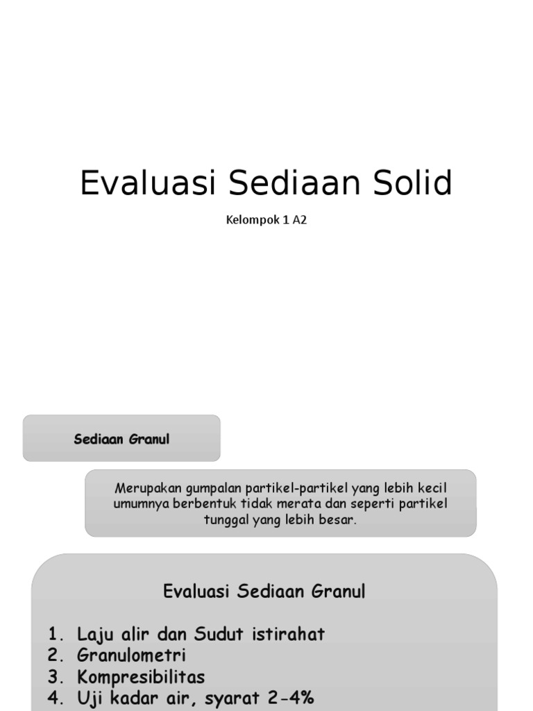 Evaluasi Sediaan Solid Kel 1 A2 | PDF