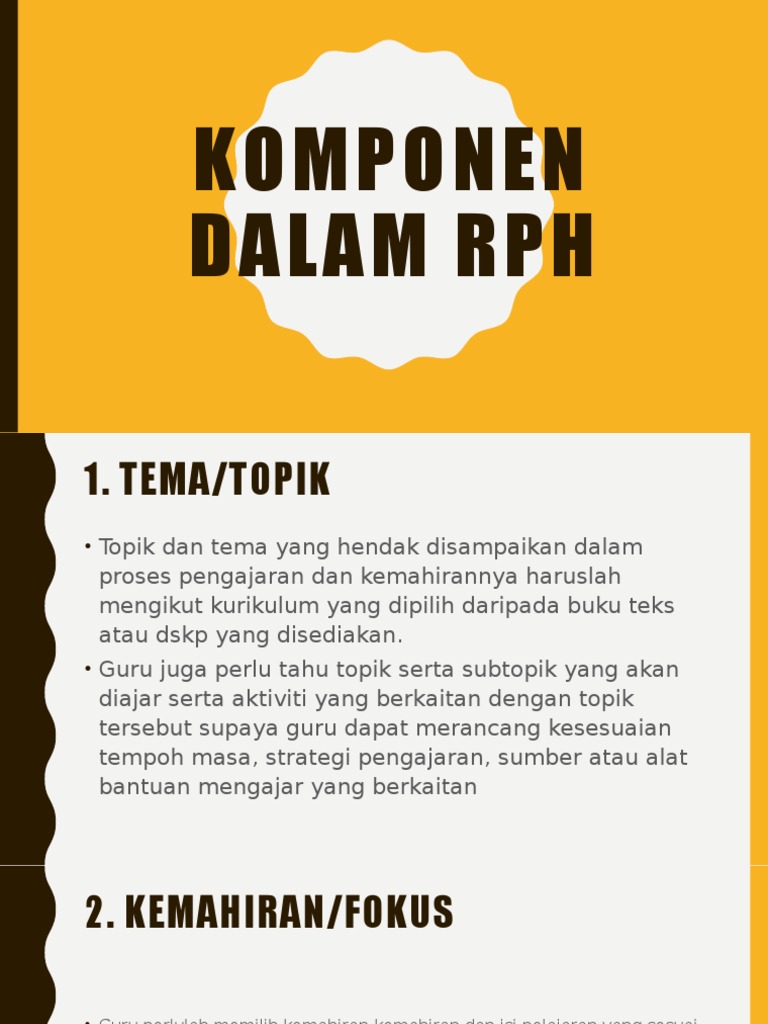 Komponen Utama dalam RPH Pendidikan | PDF | Karier & Perkembangan ...