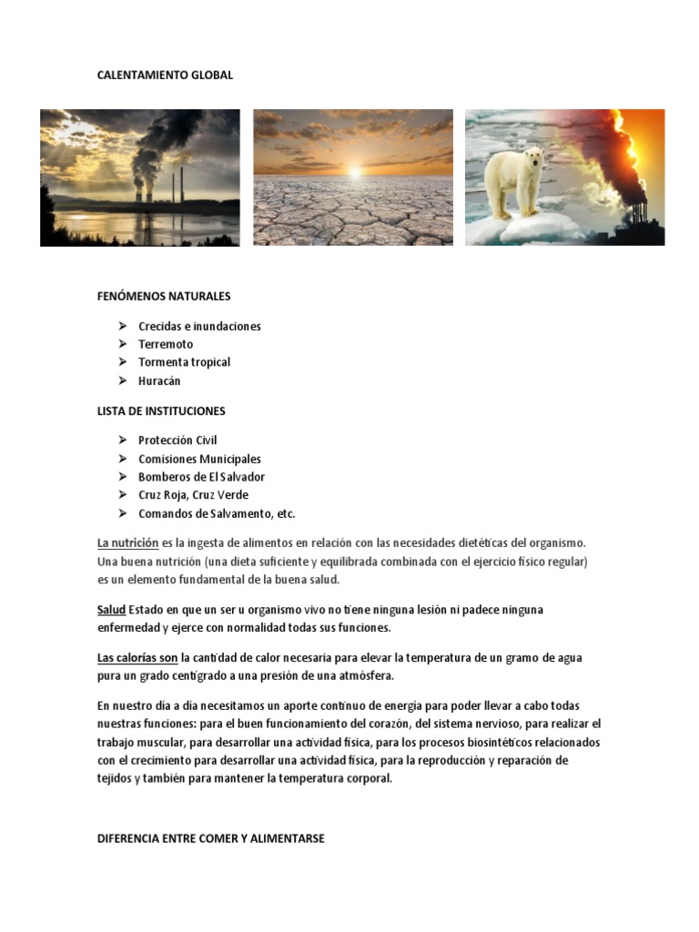 Impacto del Calentamiento Global y Salud | PDF | Alimentos | Nutrición