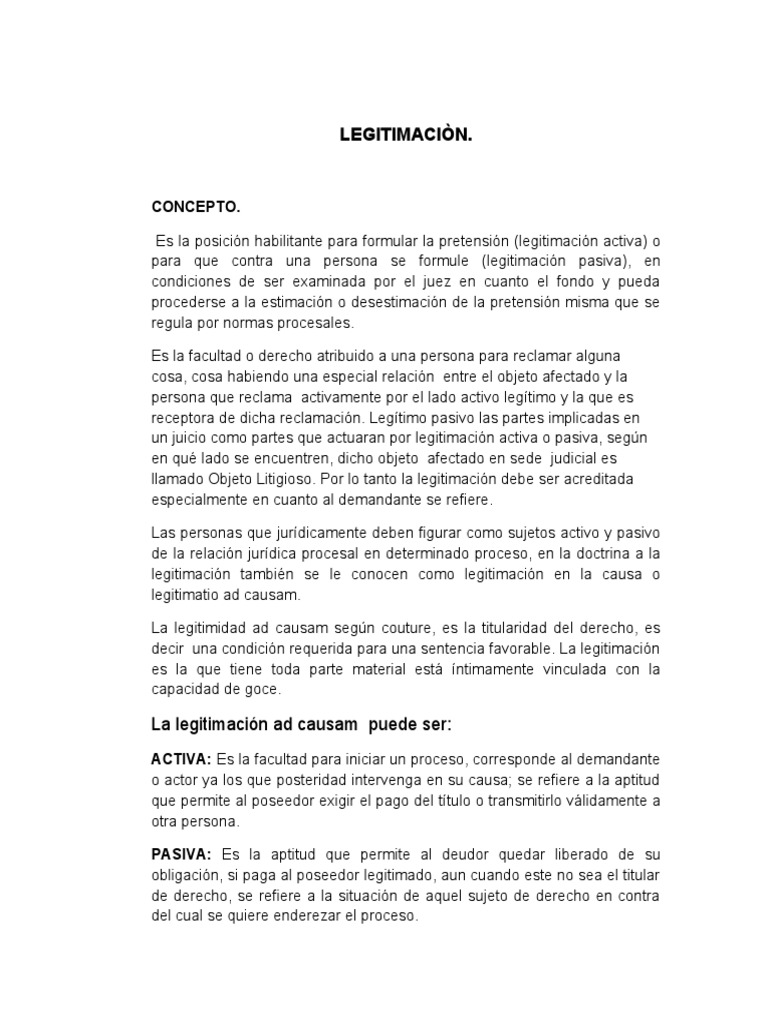 LEGITIMACIÒN | PDF | Ley procesal | Sentencia (ley)