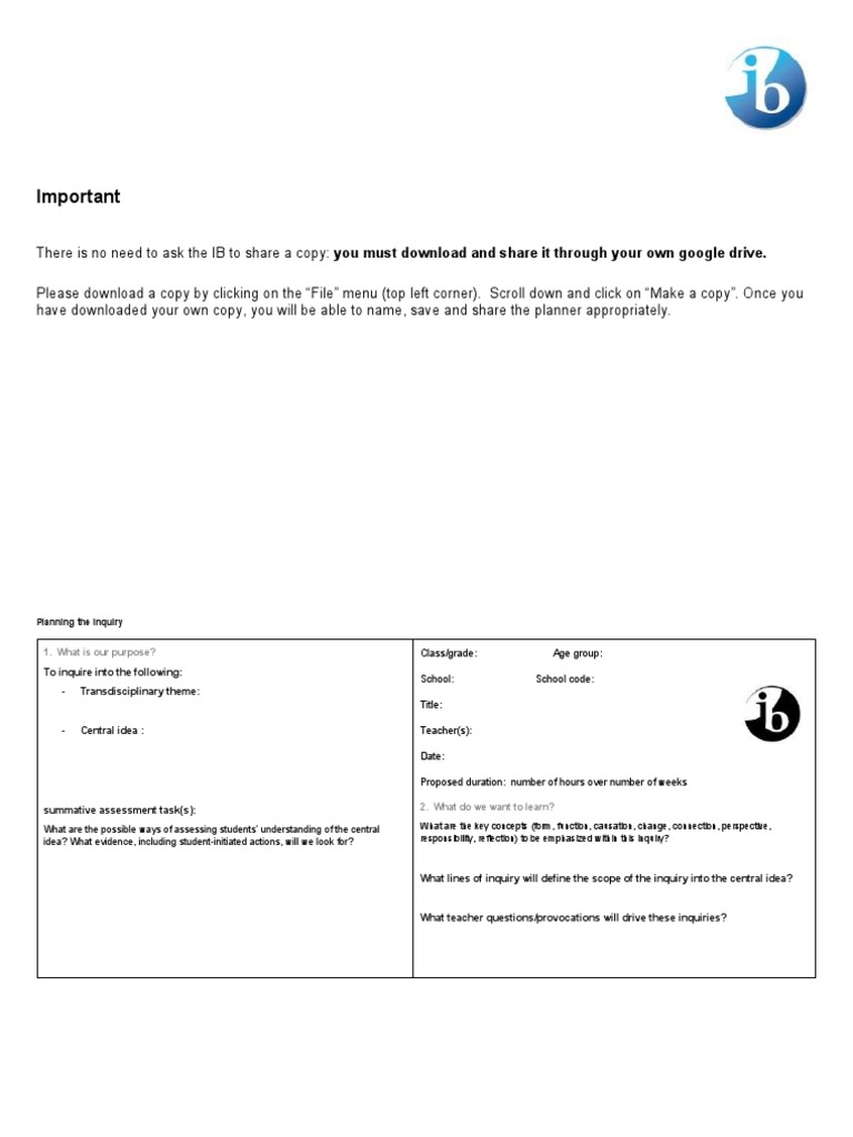 The PYP Planner PDF | PDF | Inquiry | Learning
