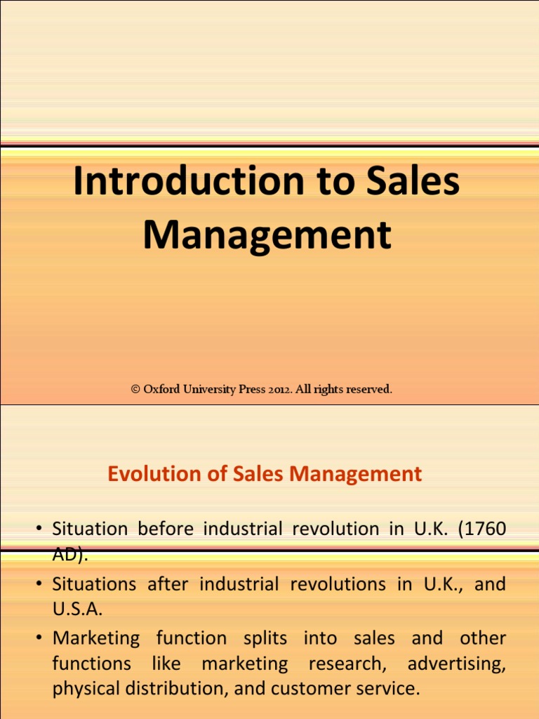 2 Introduction To Sales Management PDF | PDF | Sales | Customer