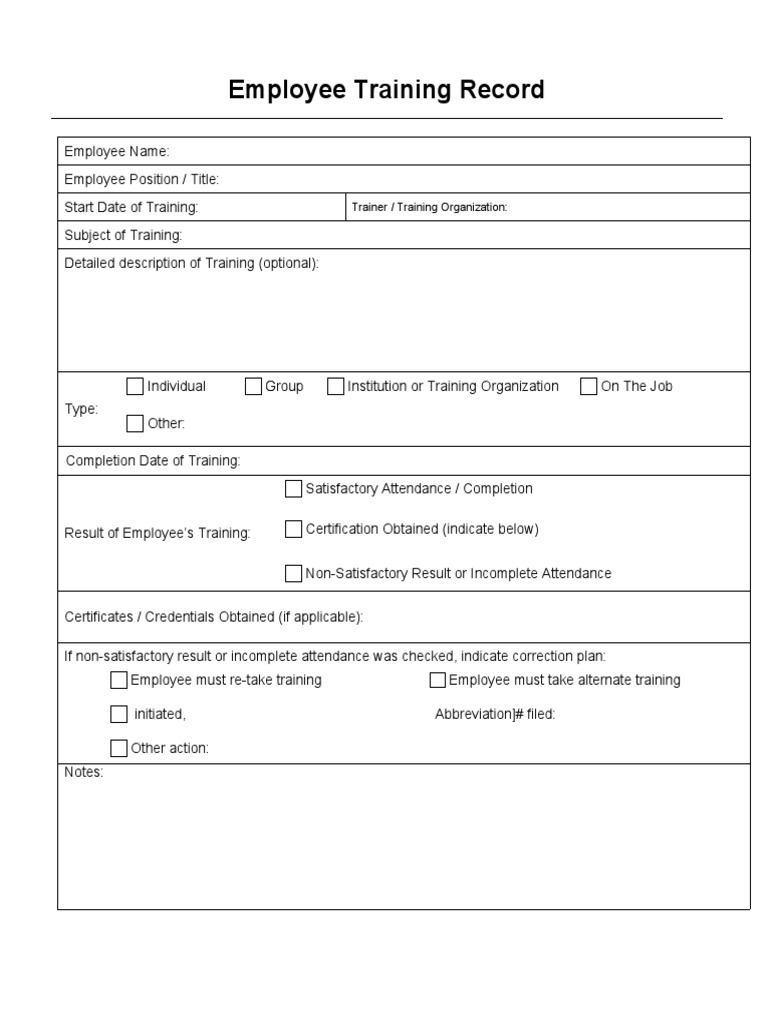 Form - Employee Training Record | PDF
