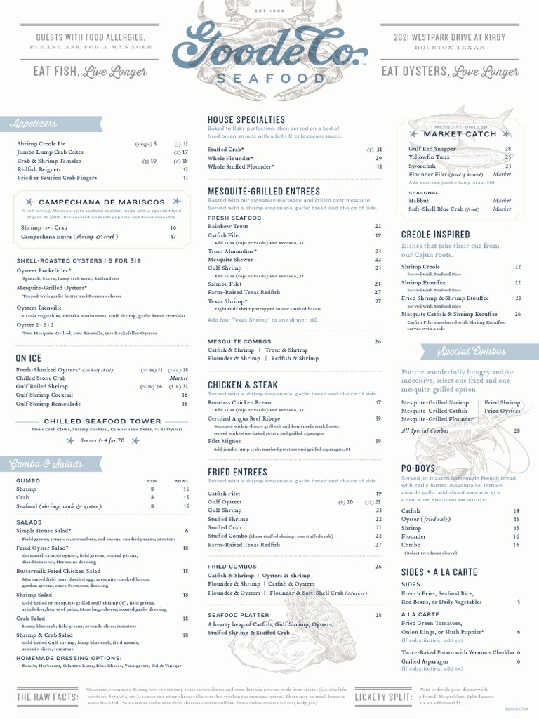 Goode Company Seafood Menu Prices | PDF | Cuisine Of The Americas | Salad