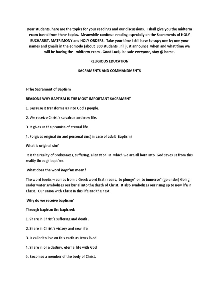 The Seven Sacraments | PDF | Eucharist | Confirmation