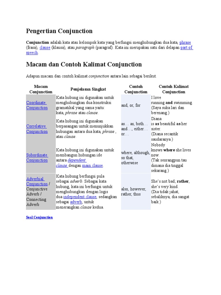 Pengertian Conjunction Conjunction | PDF