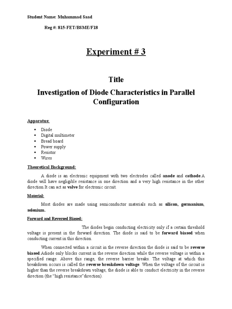 Diodes in Parallel | PDF | Diode | Electrical Network