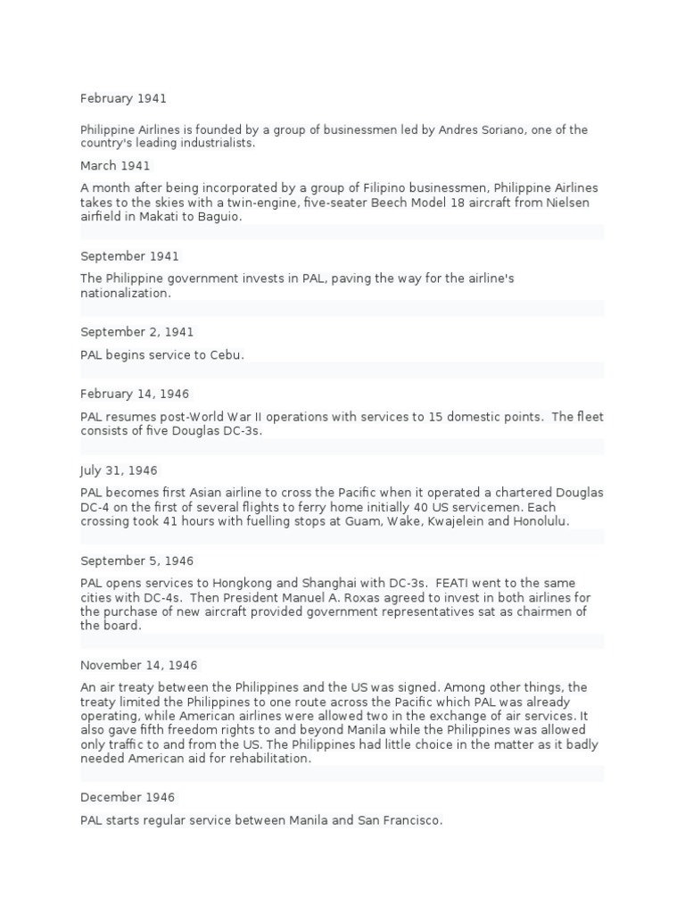 Pal History | PDF | Airlines | Aviation