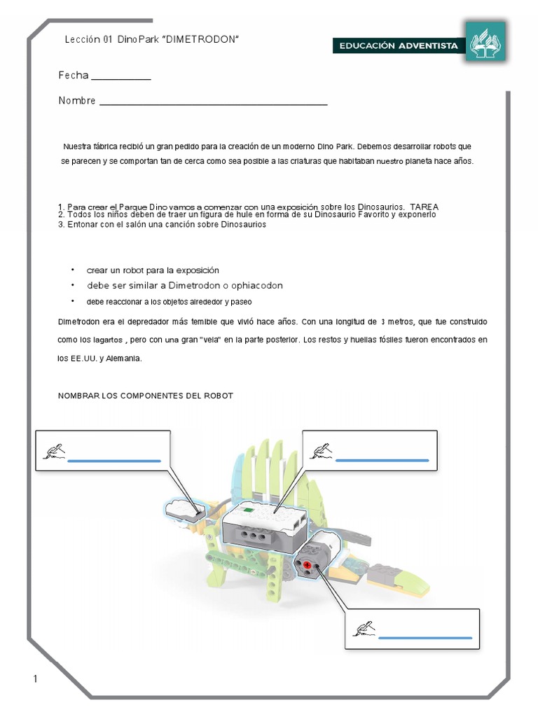 Creación de Robots DinoPark Dimetrodon | PDF