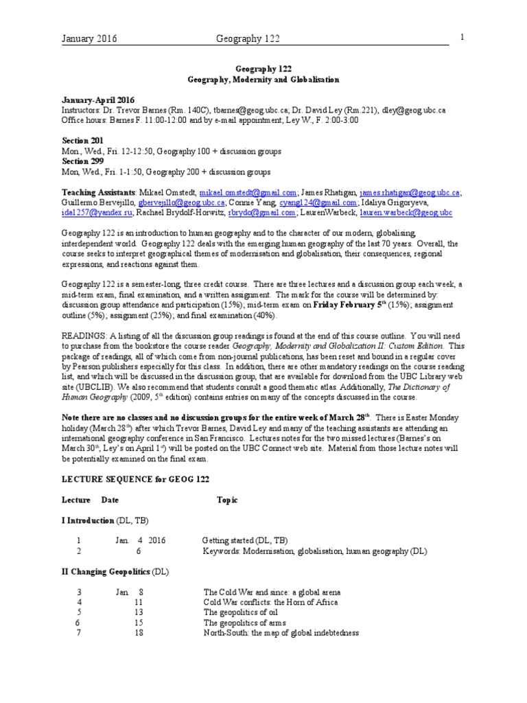 Geog 122: Human Geography Overview | PDF | Developing Country | Essays
