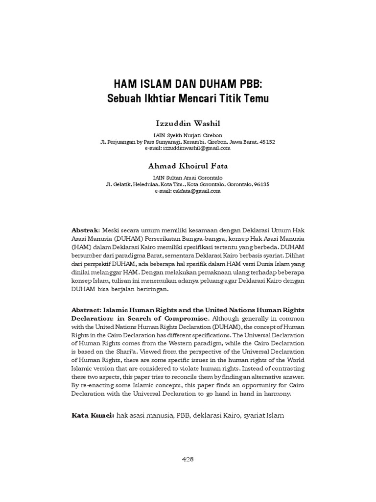 Ham Islam Dan Duham PBB Sebuah Ikhtiar M c27746c7 PDF | PDF | Politik ...