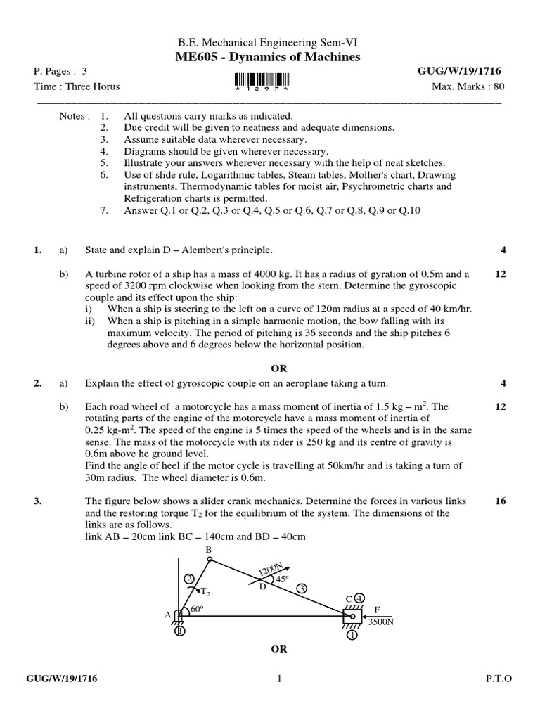 ME Mechanical Engineering Dynamics of Machines Sem-VI Notes | PDF ...