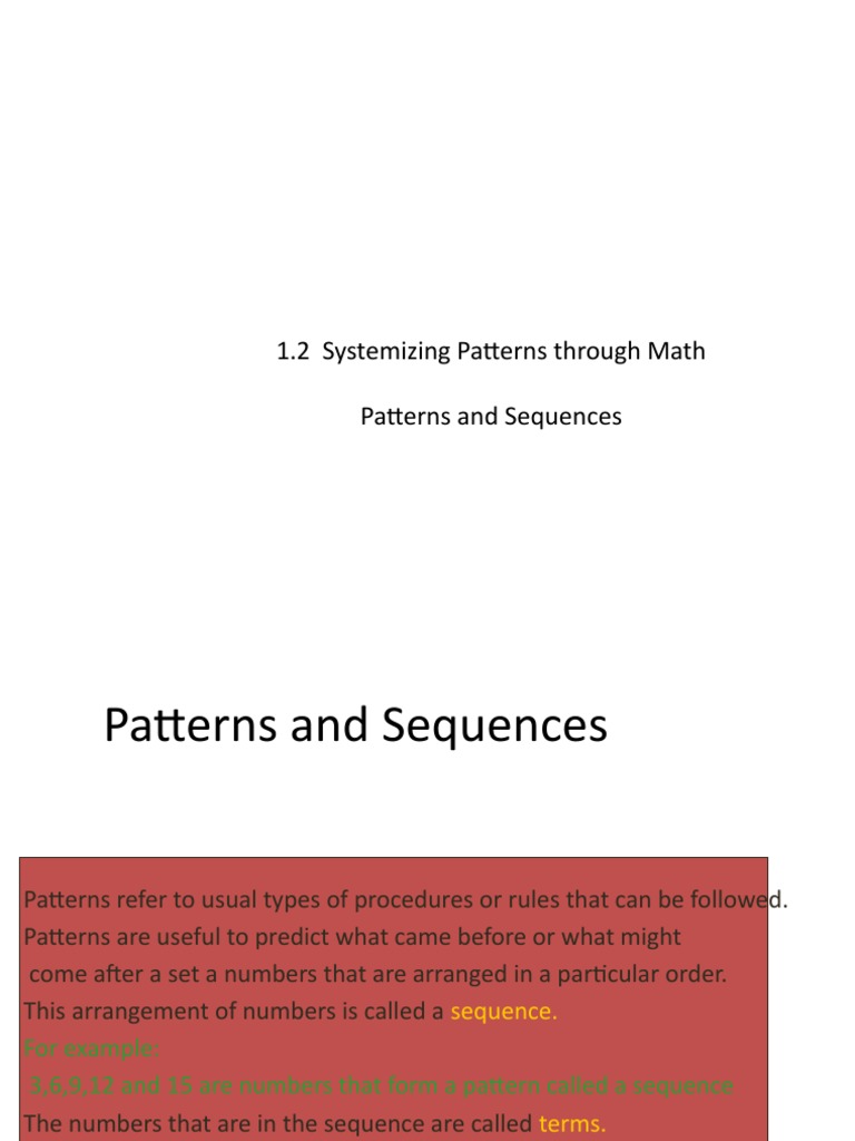 1.2 Systemizing Patterns Through Math | PDF | Numbers | Multiplication