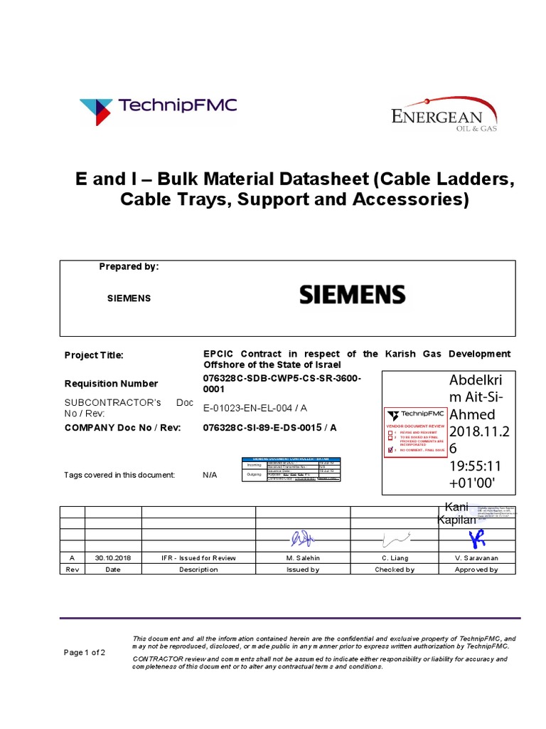 Cable Tray and Ladder Specifications | PDF