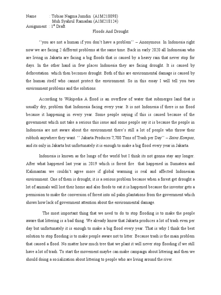 Contoh Essay Bahasa Inggris | PDF | Flood | Indonesia