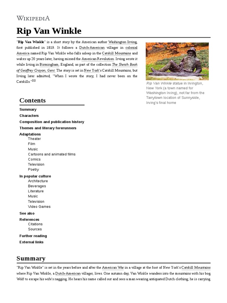 Rip Van Winkle | PDF | Rip Van Winkle