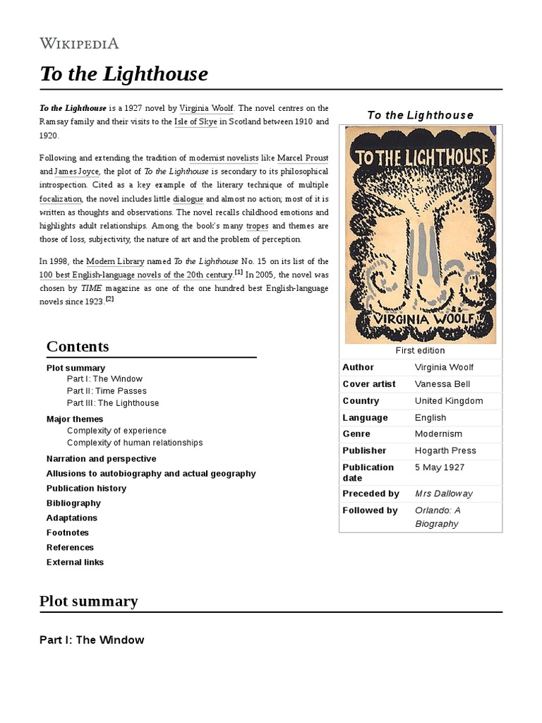To The Lighthouse | PDF | To The Lighthouse | Books