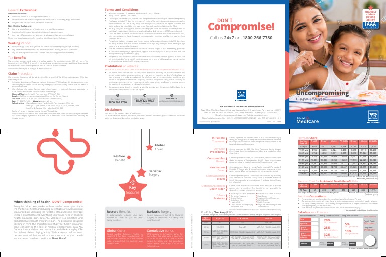 Tata Aig Medicare Brochure Pdf Medicare United States Insurance